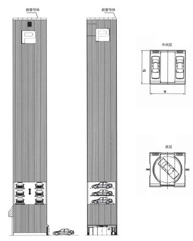 Traction Comb Automated Parking Tower 25 ระดับระบบจอดรถแนวตั้ง